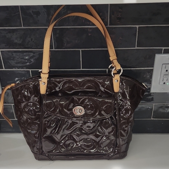 Coach | Bags | Coach Bag With Patent Leather Embossed Design | Poshmark